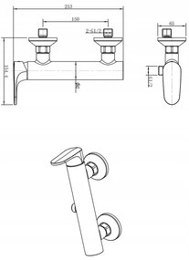 Cersanit Inverto - sprchová baterie, chromová-černá, S951-326