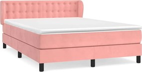 Box spring postel s matrací růžová 140x190 cm samet 3127732