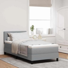 Postel s boxspringem s čelo Světle šedá 100 x 200 cm textil 3338664
