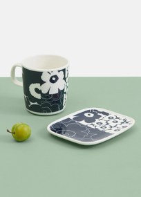 Marimekko Set Oiva Kollaasi Unikko velký hrnek a talířek Unikko 60th Anniversary tmavě modrý