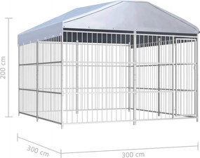 Venkovní psí kotec se střechou 300 x 300 x 200 cm 144625