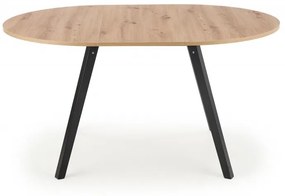 Jídelní rozkládací kulatý stůl RUBEN –⁠ 102x102x73 (+40) dřevo, dub/černý