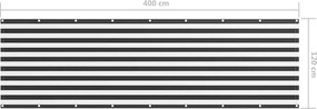 Balkónová zástěna antracitová a bílá 120x400 cm oxfordská látka 134885