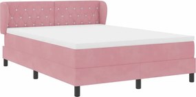 Postel s boxspringem s čelo Růžová 140 x 190 cm samet 3340333