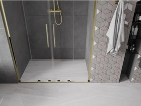 Mexen Velar L Duo, posuvné sprchové dveře do otvoru 140 cm, 8mm čiré sklo, zlatá lesklá, 871-140-003-02-50