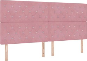 Postel s boxspringem s čelo Růžová 200 x 200 cm samet 3339793