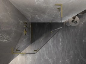 Mexen Lunar, L pětiúhelníkový sprchový kout naklápěcí doleva 100 x 100 cm, 8mm čiré sklo, zlatý matný profil, 831L-100L-100P-55-00-L