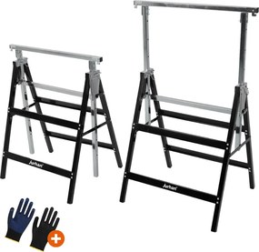 Teleskopické lešenářské kozy DANNY, sada 2 ks, max. 200kg, 60 x 56 x 81-130cm, stříbrná/černá Jurhan