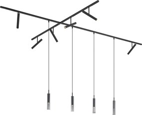 Moderní kolejnicový systém černý s 6 bodovými světly a 4 závěsnými světly černý 1-fázový - Slimline Avery Loyce