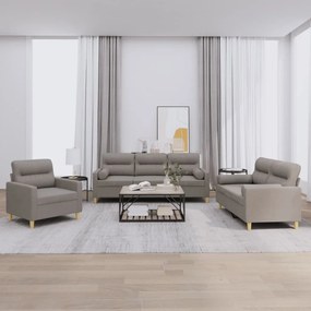3dílná sedací souprava s polštáři taupe textil 3201559