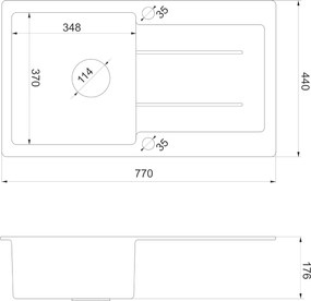 Sapho GR7202 Dřez 78 x 44 cm granitový vestavný s odkapávací plochou béžová
