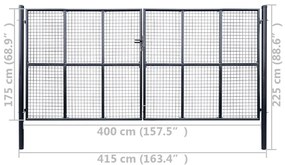 vidaXL Marketos Pletivá zahradní branka pozinkovaná ocel 400 x 175 cm šedá
