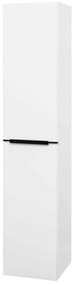 Mereo, Mailo, koupelnová skříňka vysoká 170 cm, bílá, mat, černé madlo CN544LPB