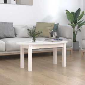Konferenční stolek bílý 80 x 40 x 35 cm masivní borové dřevo - Default Title