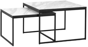 OnaDnes -20% Set dvou bílých mramorových konferenčních stolků MICADONI VELD 60 x 60/50 x 50 cm
