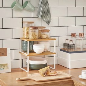 Sada bambusových organizérů CEZAR, 2ks, hnědá/bílá SongmicsHome