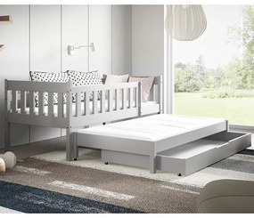 Jednolůžko dětská postel NELA + přistýlka | 80x160 + 80x150 cm | s rošty | šedá | UNI PROVEDENÍ