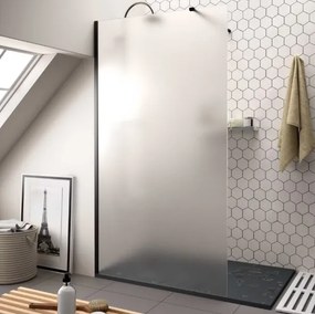 Erga Paris, sprchová zástěna Walk-In 80x200 cm, 8mm sklo námraza, černý profil, ERG-V02-PARIS-080x200-FR-BK