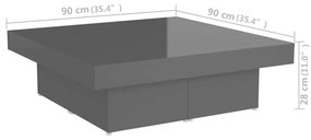 Petromila Konferenční stolek šedý vysoký lesk 90 x 90 x 28 cm dřevotříska