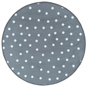 Vopi | Dětský koberec Puntík šedý - Kulatý průměr 110 cm - SLEVA