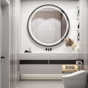 Tutumi Rea, LED zrcadlo 70cm s černým rámem MMJ P11396, HOM-05513