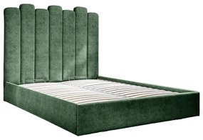 Zelená čalouněná dvoulůžková postel s úložným prostorem s roštem 140x200 cm Dreamy Aurora – Miuform