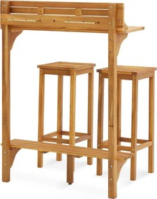 vidaXL 3dílný barový set na balkon masivní akáciové dřevo [310254]