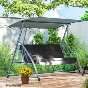 Sada polštářů Outsunny pro hollywoodskou houpačku 170 cm, polštář na židli a polštář na opěradlo, polštář na zahradní houpačku, tmavě šedá, pohodlná …