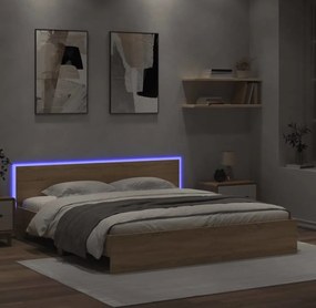 vidaXL Rám postele s čelem a LED osvětlením 180 x 200 cm [3207594] Barva: dub sonoma