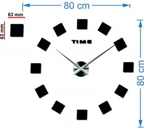 Nástěnné hodiny nalepovací ŠTRVORCE l 3D hodiny 12S036