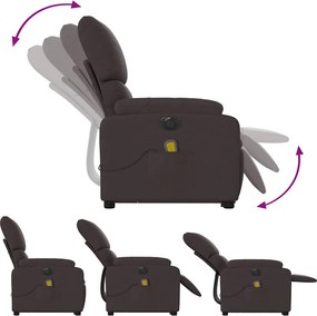 Elektrické zvedací masážní polohovací křeslo tmavě hnědé textil 3204865