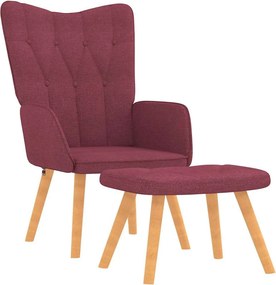 Relaxační křeslo se stoličkou vínové textil 327542