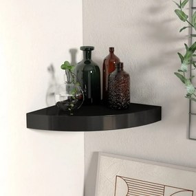 Plovoucí rohová police černá 25 x 25 x 3,8 cm MDF 323898