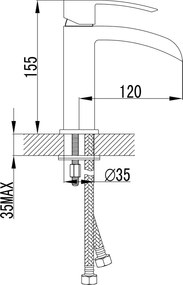 Sapho, GINKO 25 stojánková umyvadlová baterie se žlábkem bez výpusti, výška 155mm, chr, 1101-05