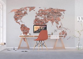 Fototapeta na míru Cihlová Mapa Světa | Vliesová fototapeta na zed' | DFTNXXL1240