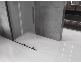 Mexen Velar L, posuvná sprchová zástěna Walk-in 110 x 200 cm, 8mm sklo námraza, černá matná, 871-110-003-33-70