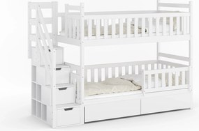 Rkids | Patrová postel se schůdky Rino 90x180 Bílá