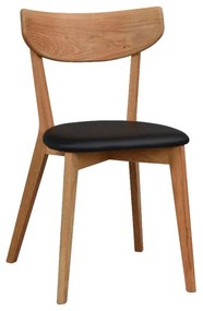 Hnědá dubová jídelní židle s černým sedákem Rowico Ami