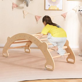 Costway Multifunkční houpací oblouk 4-in-1 lezecká hračka ze dřeva Montessori