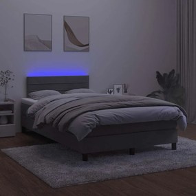 Box spring postel s matrací a LED tmavě šedá 120 x 190 cm samet 3270160