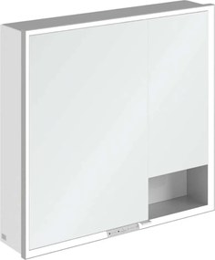 Villeroy & Boch My View+ - Zrcadlová skříňka s LED osvětlením 80x75x17 cm, 2 dvířka, Brilliant White/šedá A48180VE