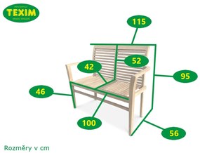 Nábytek Texim Stucking/New teaková stohovatelná lavice 115 cm