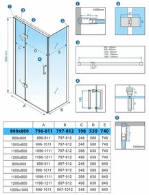 BPS-koupelny Čtvercový sprchový kout HYD-SK01B 80x80 bílá/transparent - bez vaničky