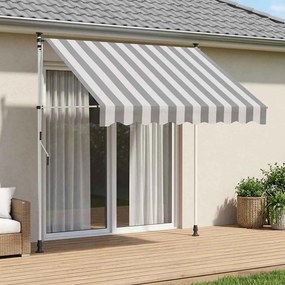 vidaXL Ručně zatahovací markýza 350 cm pruhy [42037063] Barva: Antracitová a bílá