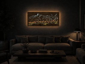 Li-Go "Hory s ptáky" světelný obraz s baterií a pohybovým čidlem 110x50cm provedení povrchu: bříza