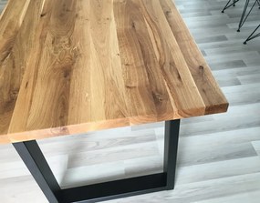KULHÁNEK Jídelní stůl s rovnou hranou a ocelovou podnoží Velikost desky: 160x80 cm, Odstín podnože: bílá - RAL 9010