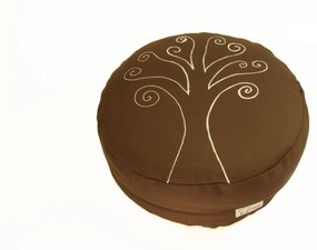 S radostí - vlastní výroba Meditační polštář strom života - hnědý Velikost: ∅30 x v18 cm