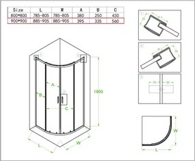 BPS-koupelny Čtvrtkruhový sprchový kout HYD-RK94B 90x90 cm bílá/transparent + vanička  HYD-RSV-SXL01B bílá