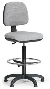 Zvýšená látková pracovní židle MILANO s opěrkou nohou, kluzáky, šedá