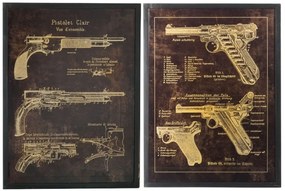 2 dřevěné obrazy pistole black Pistols - 60*3,5*80 cm